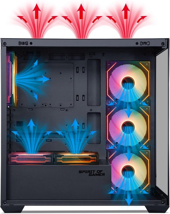 Gamer PC Behuizing met Aquarium Look en 6 ARGB Fans - ATX, mATX, mITX | bol