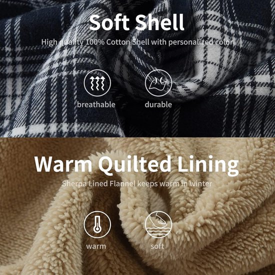 Heren Flanellen Overhemd met Capuchon en Fleece Voering - Geruit en ...