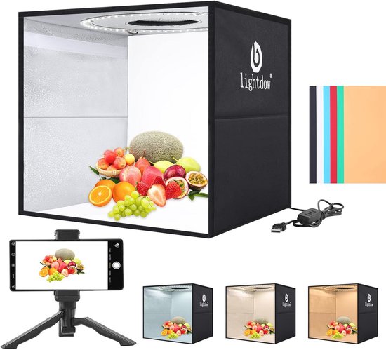 Dimbare Fotostudio Box met 120 LED Lichten en 6 Achtergronden - 30cm x ...