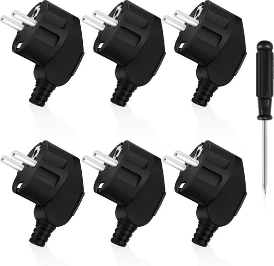 Schuko Plug Pack van 6 - 2-Pin 250V 16A Waterdicht met Schroevendraaier ...