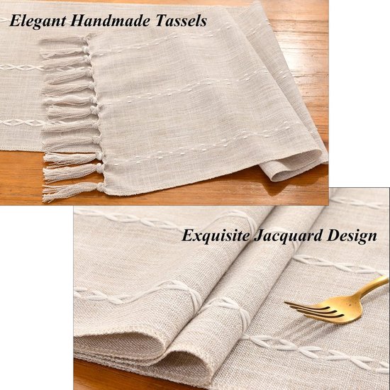 Katoenen linnen tafelloper 230 cm - Boerderijstijl voor iedere ...