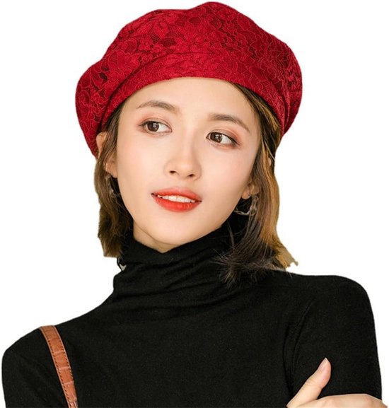 Stijlvolle kanten baret voor dames - Elegante zomerhoed met ventilatie ...