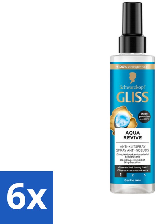 6 x Gliss - Anti-Klit Spray Aqua Revive - Voor Hydraterend en Makkelijk ...