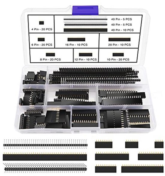 Assortiment van 130 Stuks 2.54mm Breakaway PCB Pin Header Connector ...