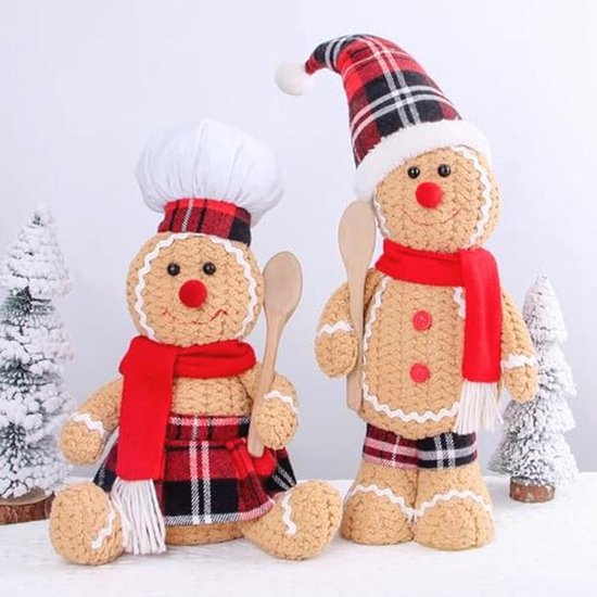 Grote Maat Kerst Peperkoek Pluche Figuren 22 Inch - 2 Stuks Decoratie ...