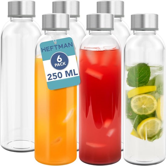 Lege glazen waterflessen 250 ml met luchtdicht deksel - herbruikbare ...