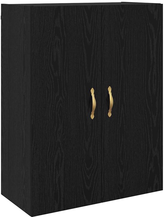 Wandkast | Hangkast | Muurkast | Opbergkast Zwart eiken 69.5 x 34 x 90 ...
