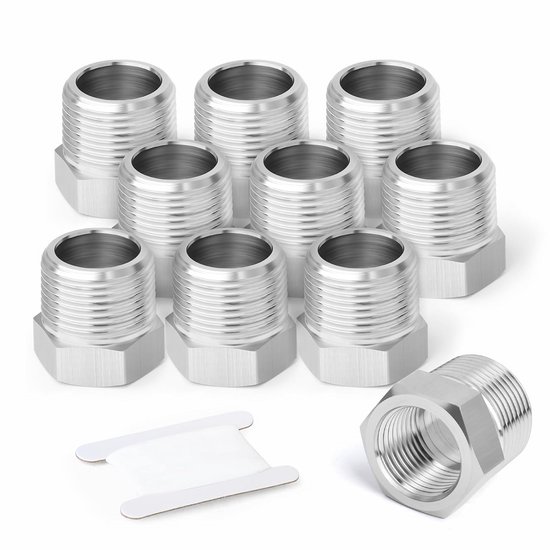 10 stuks 304 Roestvrij Staal Reducer Hex Bushing 1/2" BSP naar 3/8" BSP ...