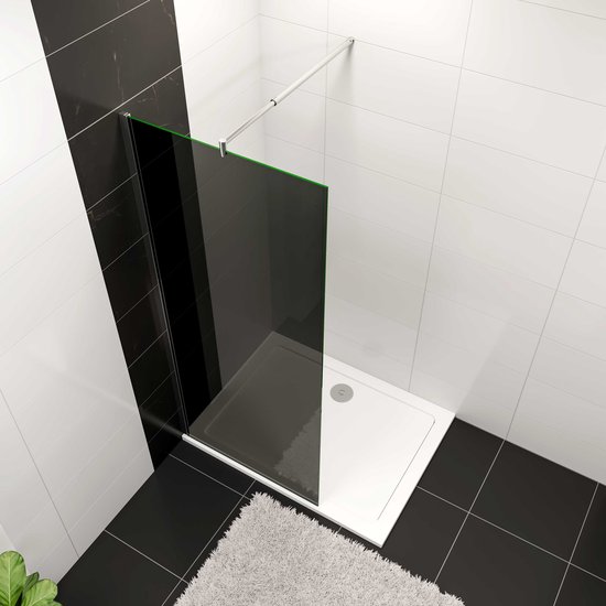 Aica Paroi de douche industrielle 110x200 cm - Verre trempé 8 mm NANO ...
