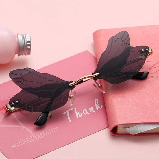 Dragonfly Wing Sunglasses Rimless Cut Edge Irregular Shadow Glasses ...