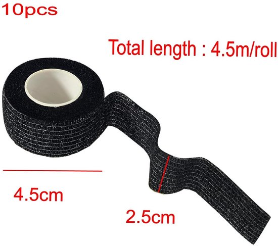 10 Rollen Zelfklevend Verband 2.5cm Zwart - Elastisch & Rekbaar ...