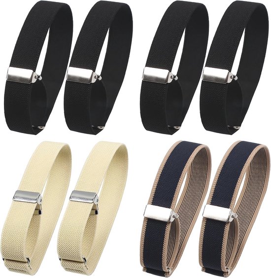 4 Pairs Unisex Adjustable Sleeve Holders - Elastic Shirt Cuffs for Men ...