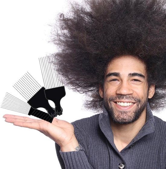 3x Metalen Afro Kam Set met Vuistgreep - Professionele Styling Tool ...