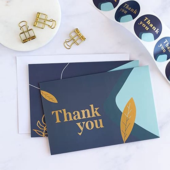 Bedankkaarten set met gouden folie | 50 stuks met bijpassende ...