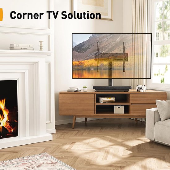 Draaibare TV-standaard voor 24-60 inch - Hoogte verstelbaar met glazen ...