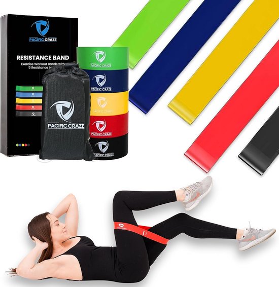 Pacific Craze Pro Resistance Bands for Women (Pack of 5) Training Band ...