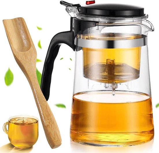 Theepot voor Losse Thee - Theelepel - Filterzeef - Glazen Theepot 500 ...