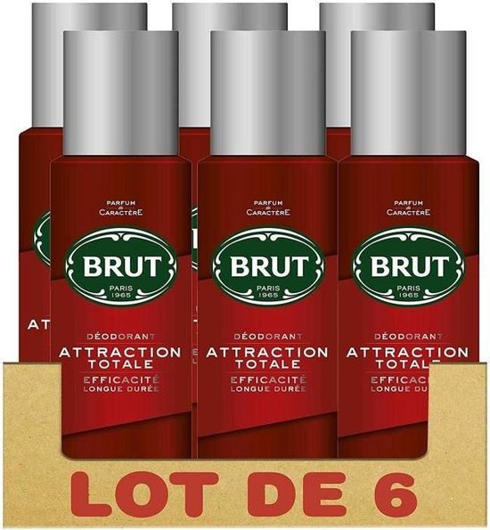 BRUT Lot de 6 Homme Deodorants Total Attraction Spray Effectiveness ...
