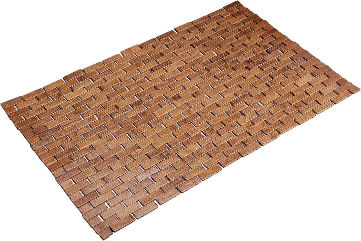 Relaxdays badmat bamboe - douchemat - badkamer mat - antislip ...
