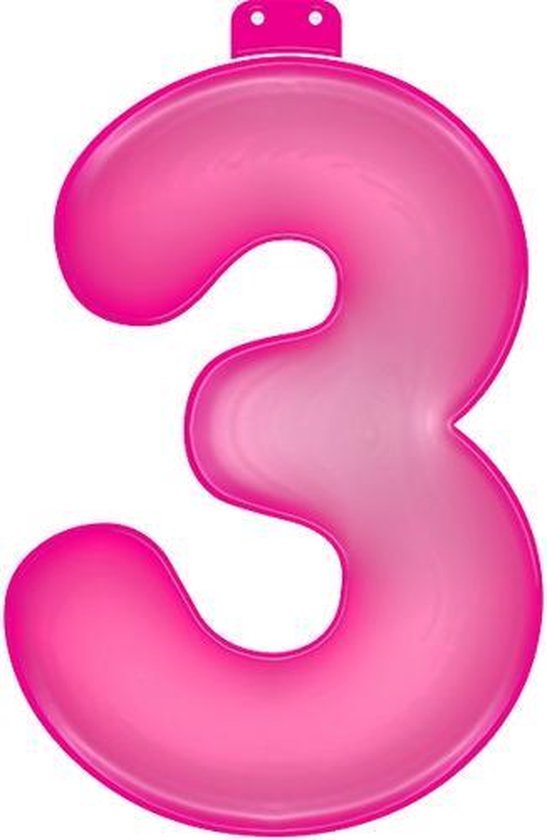 Opblaasbaar Cijfer 3 Roze 35cm | Games | bol.com