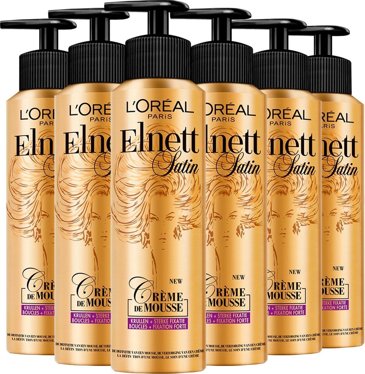 L’Oréal Paris Elnett Crème de Mousse Krullen Haarmousse - 6 x 200 ml ...