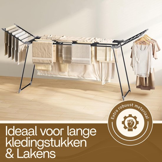 Meisterhome® – Uitschuifbaar Zwart Wasrek - Droogrek – Extra Groot ...