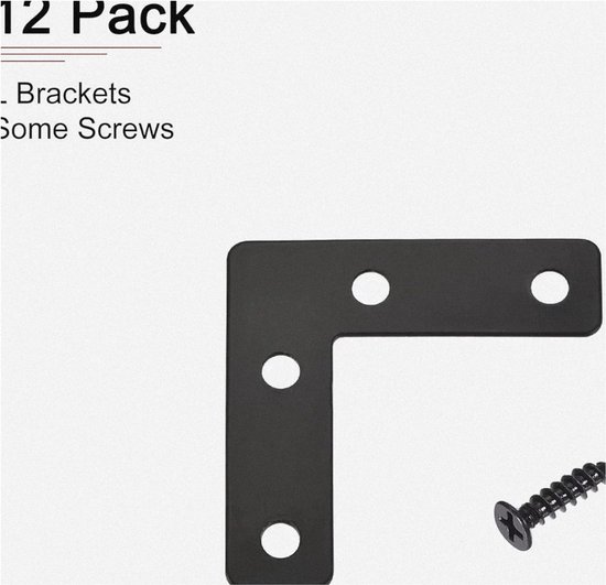 L-vormige reparatieplaten voor houten meubels - set van 12 - zwart ...
