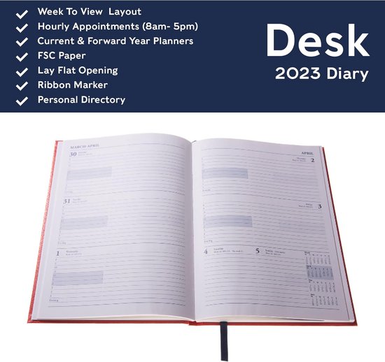 A5 Weekoverzicht Agenda 2023 Rood - Inclusief Afsprakenplanner voor ...