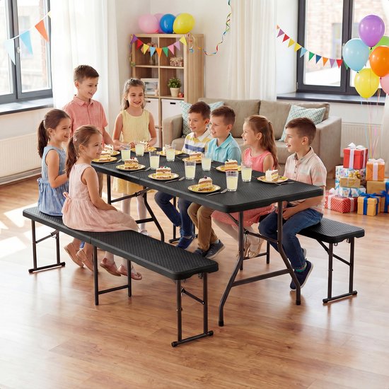 LifeGoods Inklapbare Picknickset - 180cm x 74cm - Tuintafel met 2 ...