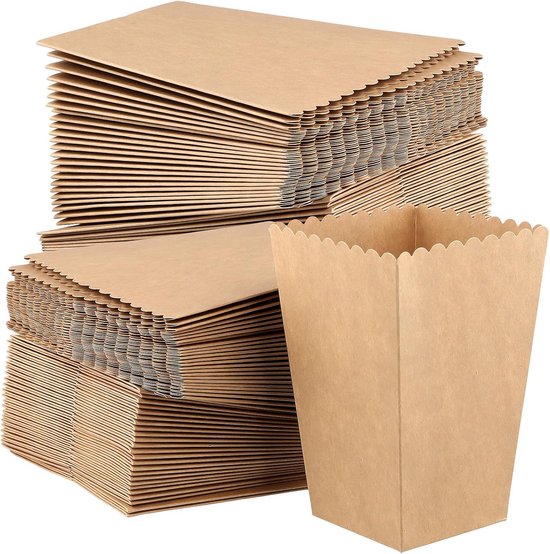 100 Stuks Kleine Kraftpapier Popcorn Zakjes voor Thuisbioscoop en ...