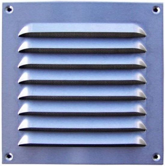 Vierkant Ventilatorrooster RVS 200x200 mm met Pollenfilter en ...