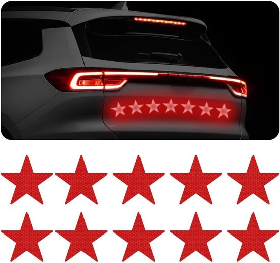 Stervormige Reflecterende Stickers - Set van 10 stuks voor Auto - Hoge ...