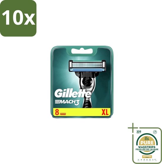 10 x Gillette – Mach3 – Scheermesjes – 8 mesjes - Grootverpakking ...
