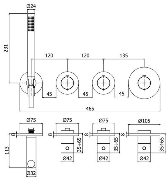 Paffoni Modular Box - Thermostatische inbouwkraan, voor 2 uitgangen ...
