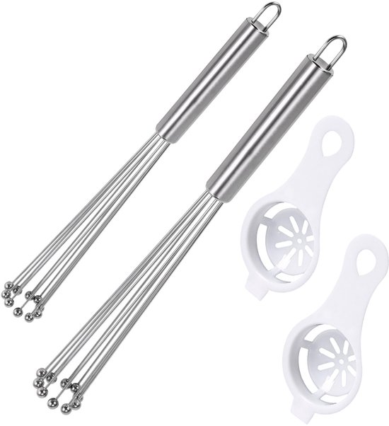 2 stuks 304 roestvrijstalen gardeset en eidooierscheider, garde ...