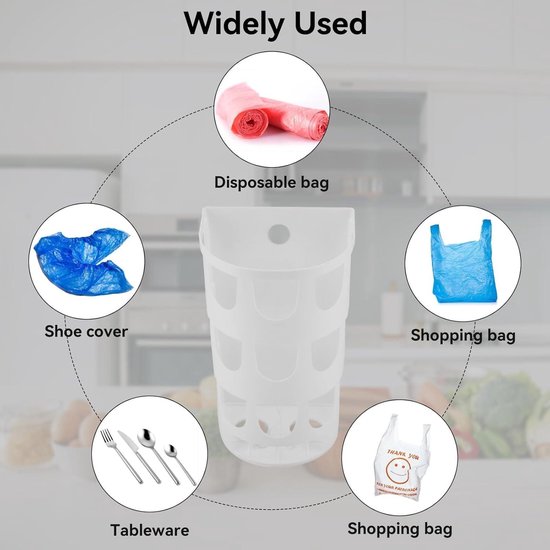 Allecto Plus - Plastic zakhouder voor wandmontage met grote gaten - Wit ...