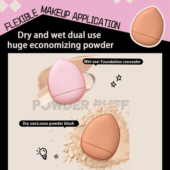 Mini Make-up Puffs voor het aanbrengen van los en geperst poeder - Set ...