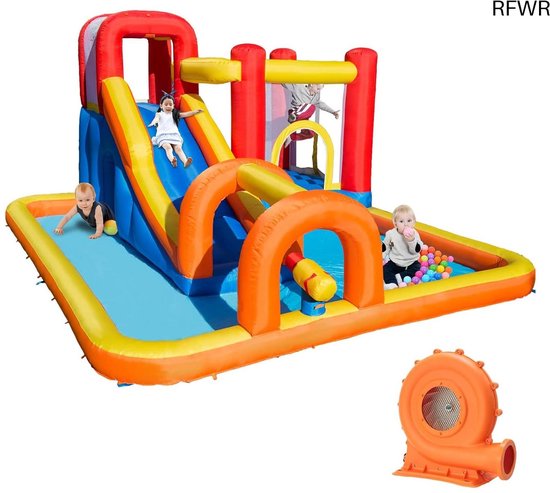 RFWR® Springkasteel met glijbaan voor kinderen - Binnen en Buiten 400 x ...