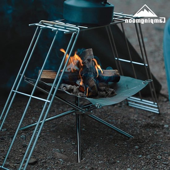 Draagbare camping vuurplaats roestvrij staal opvouwbaar houtgestookte ...