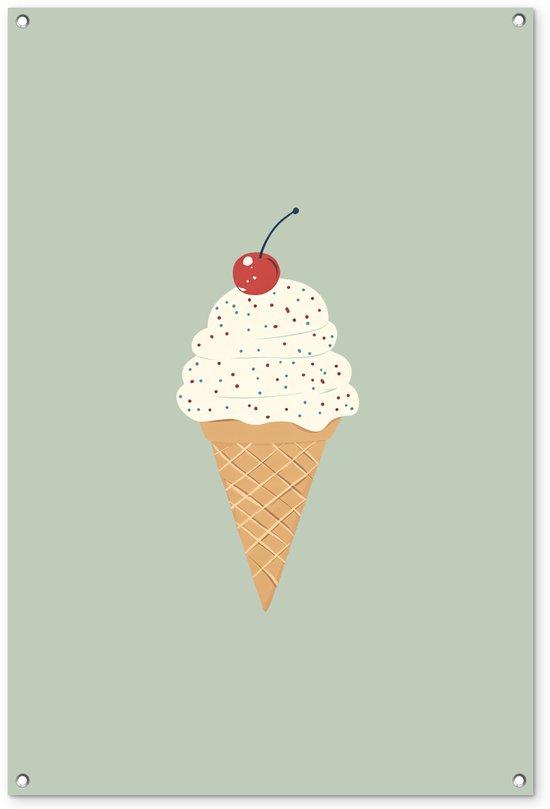 Tuinposter 80x120 cm - Tuindecoratie Illustratie - Ijsje - Spikkels ...