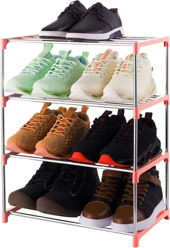 Stackable 4 Tier Shoe Rack Lightweight Shoe Shelf Storage Organizer for ...