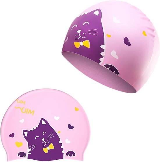 Waterdichte siliconen badmuts voor kinderen met kattenpatroon - Roze ...