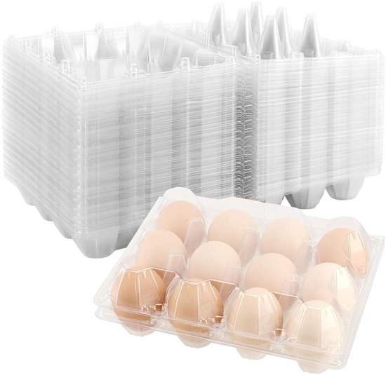 100 stuks kunststof eierdozen - 12 stuks transparante plastic ...
