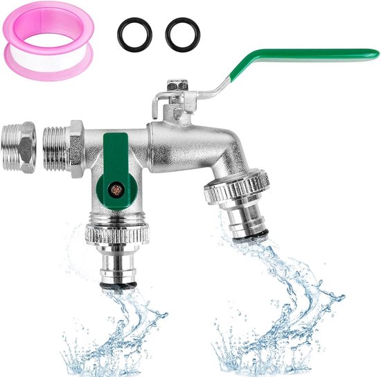 Buiten Tuin Kraan - Dubbele Tuin Faucet 3/4 Inch BSP - Zink Legering ...