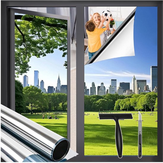 Raamfolie met spiegel effect - privacy en zonwering - 1 stuk | bol