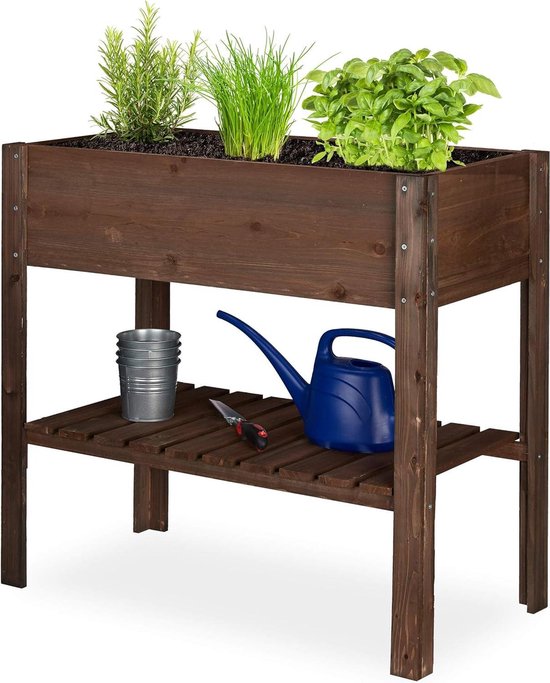 Moestuinbak hout opbergvak plantenbak balkon terras tuin kruidentuin ...