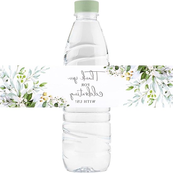 Allecto Plus - Groene bladeren waterfles etiketten - 200 stuks ...