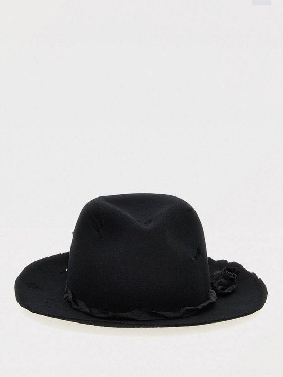 Distressed Wool Felt Fedora - Black Hats | bol