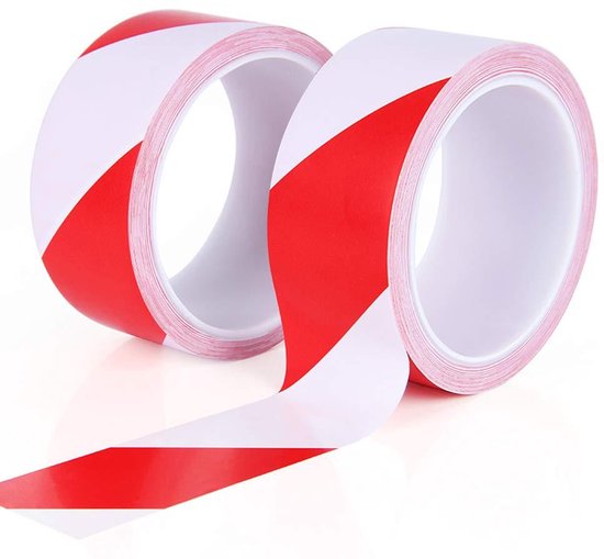 JGS Premium - Veiligheidstape Rood en Wit 2 Pack | PVC 50mm x 20m ...