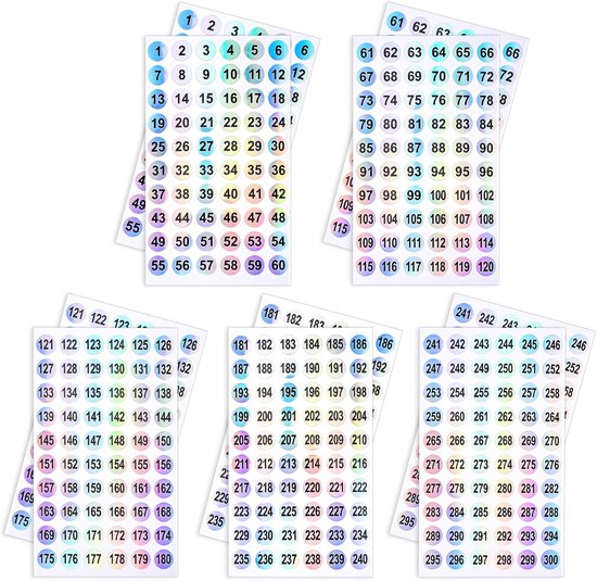 1-300 Nummer Stickers - 10 Vellen Zelfklevende Label Stickers ...